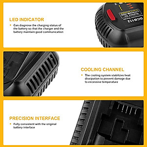 Fast Battery Charger DCB112 for Dewalt Tools 12V-20V Lithium-ion Battery DCB101 DCB105 DCB115 DCB107, Fit DCB120 DCB127 DCB206 DCB205 DCB204 DCB203 DCB201 DCB200