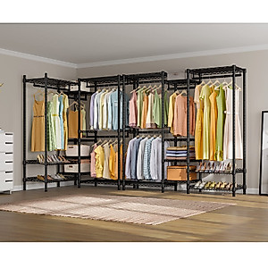 VIPEK L8i Basic Heavy Duty Garment Rack L-Shaped Wardrobe Space-Saving Corner Closet with Hanging Rod and Adjustable Shelves Freestanding Clothes Rack for Small Space, Black