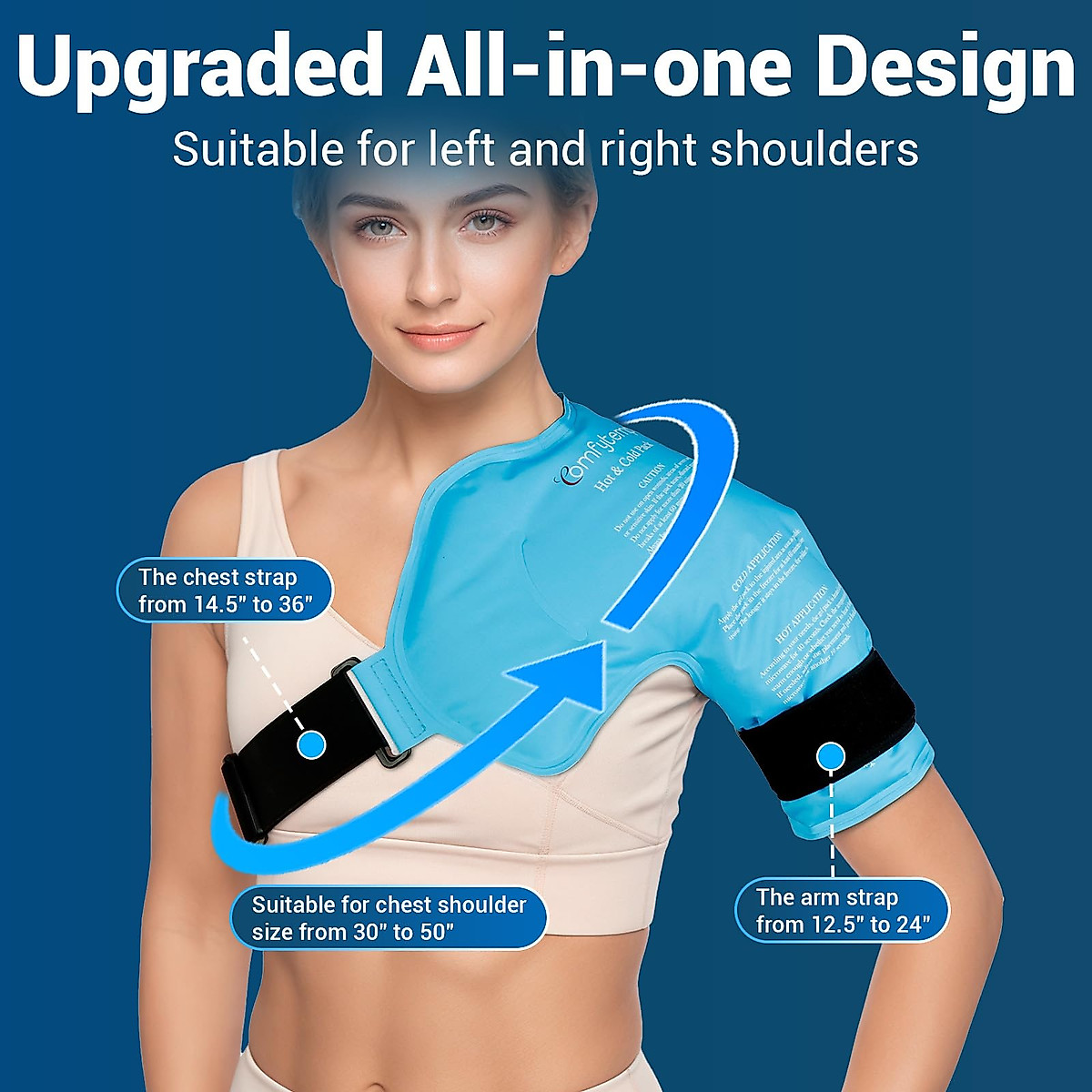 Comfytemp Shoulder Ice Pack Wrap Rotator Cuff Cold Therapy, FSA HSA Eligible, Reusable Shoulder Brace, Gel Ice Packs for Injuries, Hot Cold Compression for Pain Relief, Gift for Recovery after Surgery