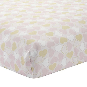 Lambs & Ivy Baby Love Pink/Gold Girl Heart 4 Piece Crib Bedding Set