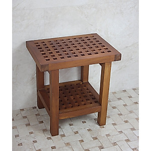 AquaTeak The Original 18" Grate Teak Shower Bench with Shelf