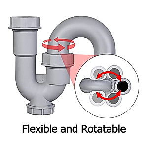 46 Inch Flexible Drainage Pipe Universal Kitchen Sink Drain Pipe Kit Tube S Trap, Bathroom Plumbing P Trap Tubing