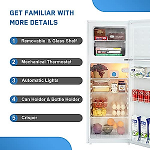 Frestec 4.7 CU' Refrigerator, Mini Fridge with Freezer, Compact Refrigerator, Small Refrigerator with Freezer, Top Freezer, Adjustable Thermostat Control, Door Swing, White (FR 472 WH)