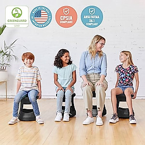 ECR4Kids Storage Wobble Stool, 15in Seat Height, Active Seating, Black