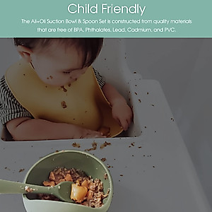 Ali+Oli Silicone Suction Bowl and Spoon Set (Blush, Original) - Unbreakable Suction Bowls for Baby 6 Months and Up, Self Feeding Baby Utensils, First Stage Baby Feeding Supplies