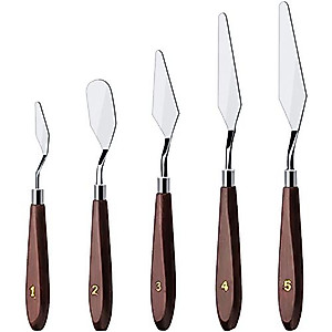 Cake Cream Spatula 5 Pieces/Set Stainless Steel Frosting Spatula Baking Pastry Tool Mixing Scraper Set Cake Icing Oil Painting Decorating Scraper Cream Toner Tool