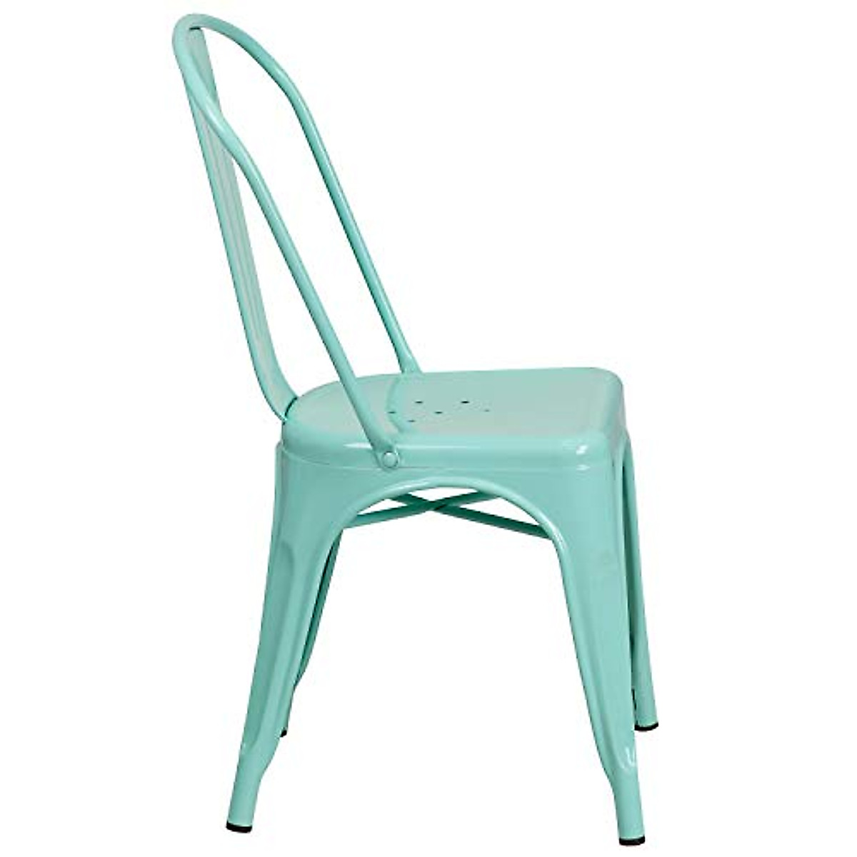 Flash Furniture Commercial Grade Mint Green Metal Indoor-Outdoor Stackable Chair