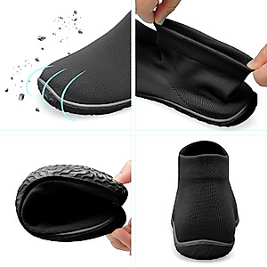 SKASO Sock Shoes Minimalist Barefoot Shoes for Men Women Slip on Lightweight Comfortable for Gym Swimming Running Black Size 9-10