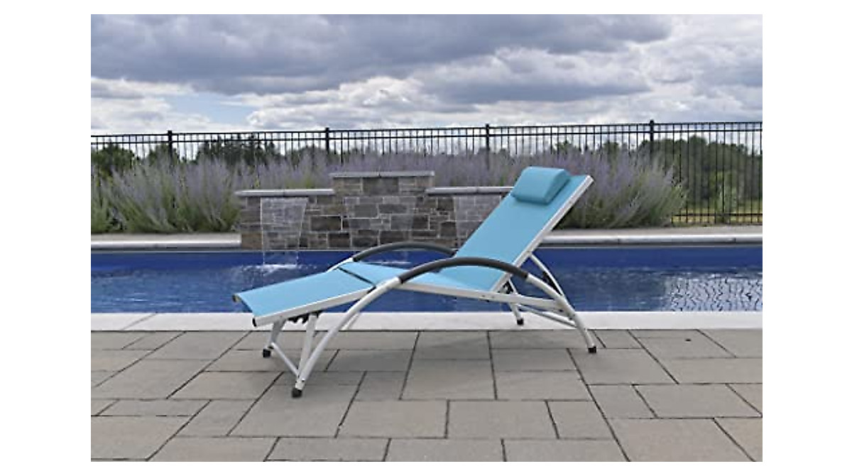 Vivere Dockside Sun Lounger - Durable Aluminum, Turquoise Style
