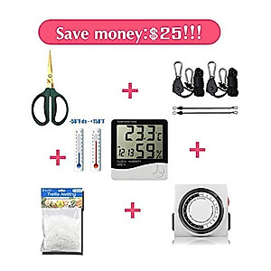 Oppolite Hydroponic 16"X16"X48" Indoor Grow Tent Kit W/Analog Timer+Humidity Monitor+Bonsai Shear+5'X15' Net Treill+Grow Light Hangers for Indoor Plant Growing (16"X16"X48")