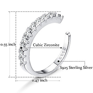 Milacolato 925 Sterling Silver CZ Pave Ear Cuffs Small Hoop Earrings for Womens Cubic Zirconia Huggie Non Piercing Earrings