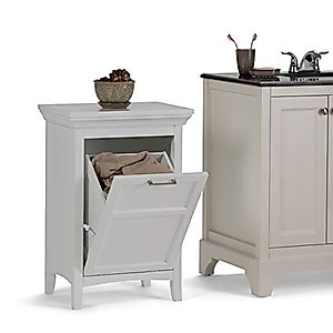 SIMPLIHOME Avington 29.9 inch H x 20.5 inch W Laundry Hamper in Pure White with 1 Storage Compartment, for the Bathroom