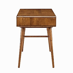 LuuLake Mid Century Modern Desk Writing Desk with Drawers Solid Wood Desk for Home Office Small Study Table Walnut 48x18