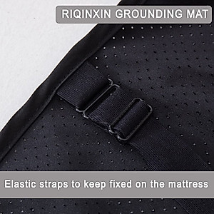 RIQINXIN Grounding Mattress Pad with 15ft grounding Cord Grounding Mat Perforated Design Conductive PU Leather Grounding Mat for Bed Relieve Pain 55x71in Black
