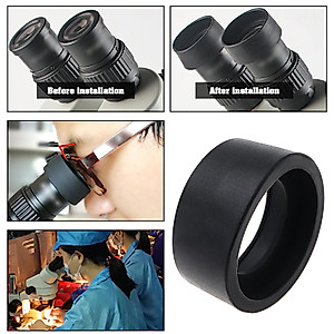 SING F LTD 4PCS Eyepiece Cover for 32-36mm Stereo Microscope Eyepieces Soft Rubber Eyepiece Eye Guards Cups Shield 2PCS Oblique Angle & 2PCS Flat Angle Black