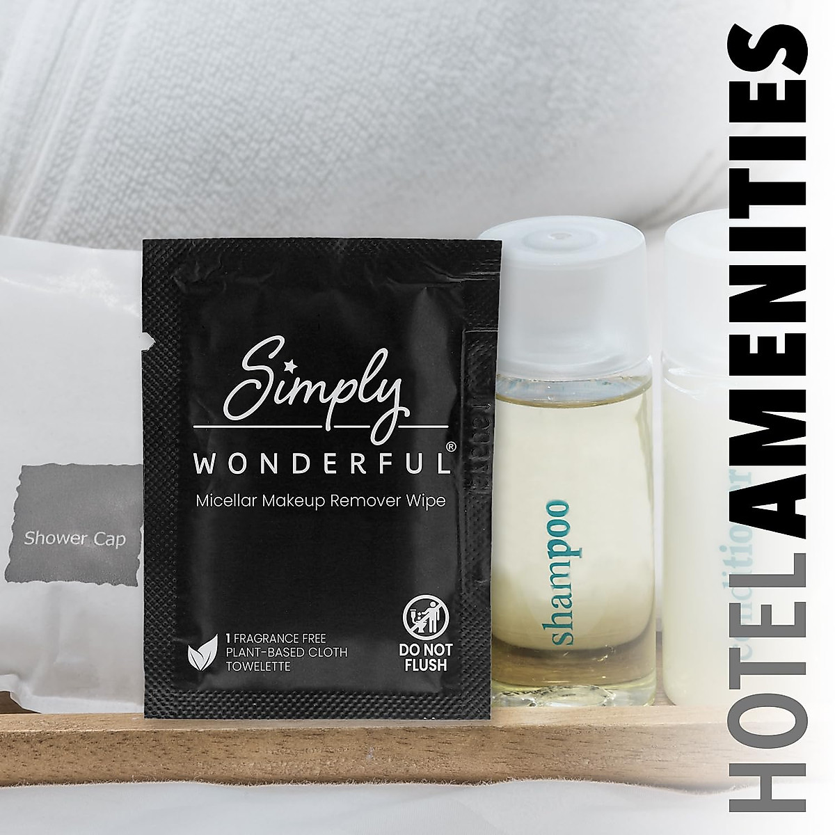Simply Wonderful 100 Count Biodegradable Makeup Remover Wipes, Micellar Water, Plant-Based, Individually Wrapped, 5" x 7"