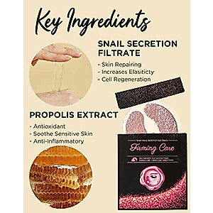 YURICOS Snail Rose Gold Foil Under Eye Mask Patch for Dark Circles and Puffiness 20 Pairs - Enriched - Rose Gold Mask for Diminishing Under Eye Wrinkles, Lines