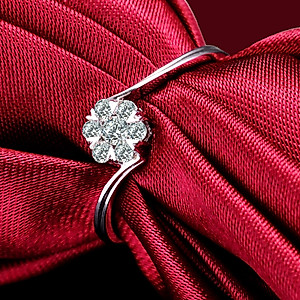 WSX Pure Gold Engagement Ring Women 0.6cttw Round Moissanite Wedding Promise Halo Ring Twisted for Her