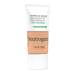 Neutrogena Clear Coverage Flawless Matte CC Cream, Full-Coverage Color Correcting Cream Face Makeup with Niacinamide (b3), Hypoallergenic, Oil Free & Fragrance Free, Butter, 1 oz