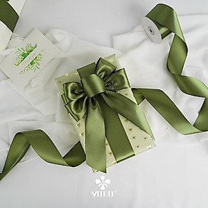 MEEDEE Moss Satin Ribbon 2 Inch Dark Green Ribbon Lux Satin Double Faced Ribbon by 25 Yards Silk Ribbon Green Satin Ribbon for Gift Wrapping, Satin Weddings, Flower Bouquet, Holiday Decorating