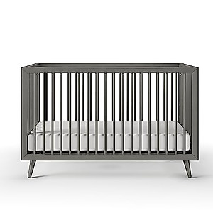 Child Craft Cranbrook 4 in 1 Convertible Crib, Mid Century Modern Baby Crib Converts to Day Bed, Toddler Bed and Full Size Bed, 3 Adjustable Mattress Positions