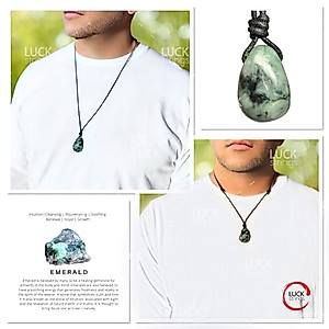 Luck Strings Handcrafted Chakra Necklace – Crystal Gemstone Energy Pendant for Both Men & Women – Amulet for Spiritual Balance – Distinctive Gem Jewelry Gift (emerald)