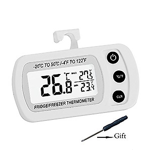 LinkDm 2 Pack Digital Refrigerator Freezer Thermometer,Max/Min Record Function with Large LCD Display