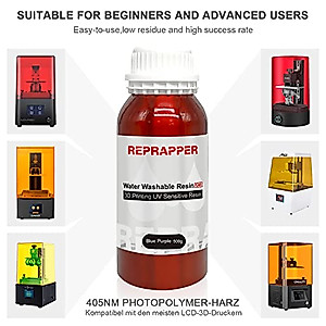 RepRapper 203 UV-Resin, Dual Color Water Washable 3D Resin for LCD 3D Printer 500g Blueish Purple