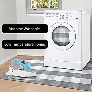 EARTHALL Buffalo Plaid Outdoor Rug Grey 3' x 5', Cotton Hand-Woven Checkered Door Mat, Reversible Foldable Washable Gray Outdoor Rug Plaid for Layered Door Mats Porch/Front Door/Living Room