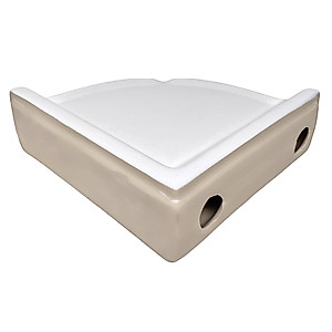 Tenedos White Glazed Ceramic Bathroom Accessory (Corner Shower) - Shampoo and Big Soap Holder- Not Flat Surface Installation