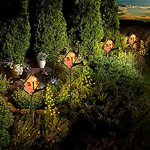 WUFEILY Solar Outdoor Lights Decorative, Dragonfly Garden Decor Glass Solar Watering Can with Cascading Lights Solar Garden Lights Yard Art Garden Stakes for Walkway, Pathway, Yard, Lawn, Patio