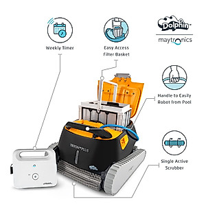 Dolphin Triton PS Plus Robotic Pool Vacuum Cleaner with Upgraded Ultra-Fine Filters and WiFi Connectivity for Hassle-Free Pool Cleaning, Ideal for Swimming Pools up to 50 Feet