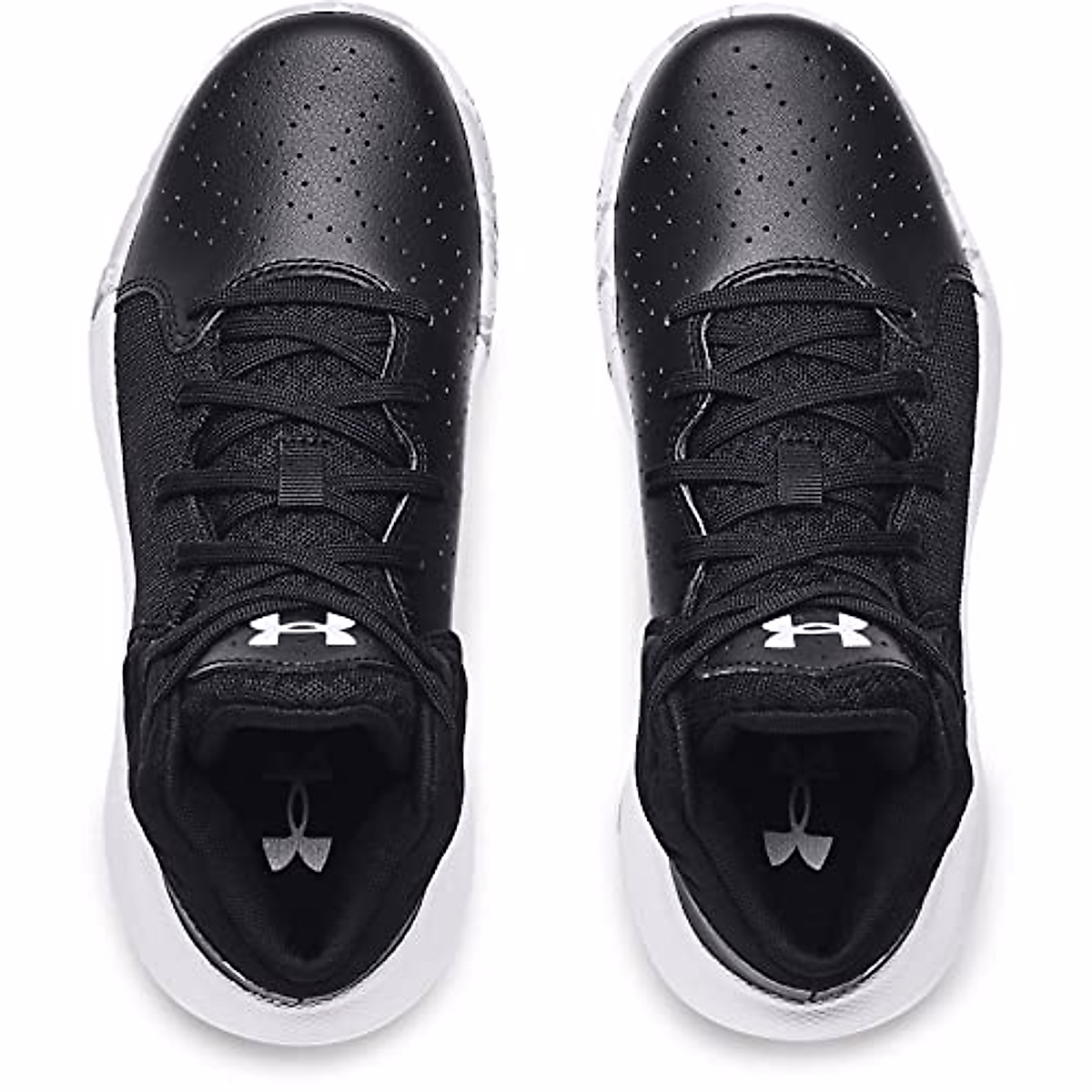 Under Armour Unisex Child Pre-School Jet '21 Basketball Shoe, Black/White, 2 Little Kid US