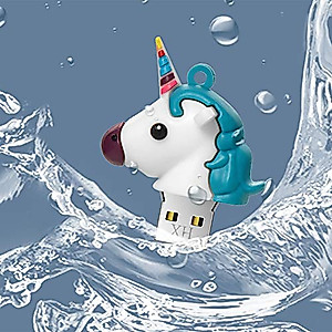 USB Flash Drive, 8GB / 16GB / 32GB / 64GB Cute Silicone USB 2.0 USB Memory Stick Data Storage Pendrive Thumb Drives (64GB, Blue Unicorn)