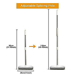 IZSOHHOME Push Broom,Tub Tile Broom Brush,Stiff Bristles Broom for Shower Cleaning, Patio, Kitchen,Grout and Garage,Indoor Outdoor Cleaning Brush,Adjustable Stainless Steel Long Handle-46.5"…