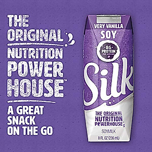 Silk Shelf-Stable Soymilk Singles, Very Vanilla, Dairy-Free, Vegan, Non-GMO Project Verified, 8 oz., 18 Pack