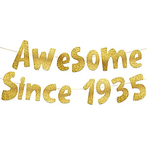 Awesome Since 1935 Gold Glitter Banner - 89th Birthday Party Decorations