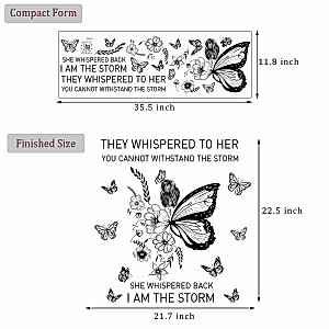 Inspirational Wall Art Positive Quotes Wall Decor Motivational Wall Decals Saying Quotes Wall Stickers Peel and Sticker Wall Decoration Flower Vine Butterfly Wall Sticker for Bedroom Living Room Home