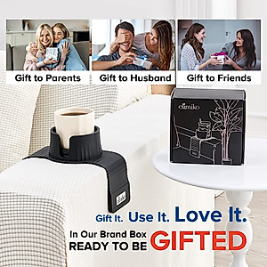 Couch Cup Holder, Elimiko Silicone Sofa Drink Holder with Upgrade Large Cup Holder, for Oversized Mug/Cup/Tumbler/Drink/Coffee/Bottle/Cans (Mocha Brown)