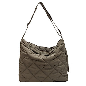 Lushandy Quilted Tote Bag for Women Shoulder Messenger Bags Puffer Crossbody bags Padding Large Cotton Handbags