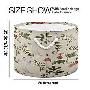 Kigai Cotton Rope Basket Mushroom Pattern Large Storage Basket for Toys Blanket Baby Laundry Basket for Nursery, Closet, Bedroom, Home Organization