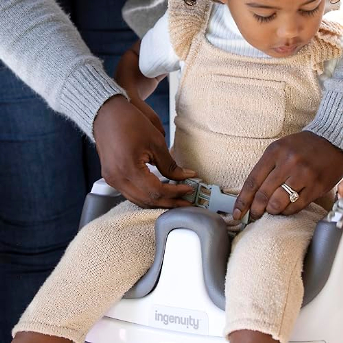Ingenuity Baby Base 2-in-1 Booster Feeding and Floor Seat with Self-Storing Tray - Slate