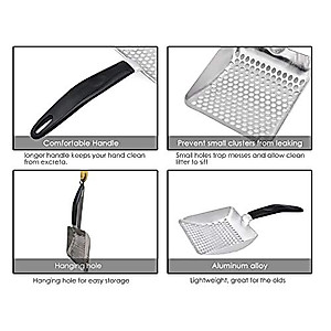DS. DISTINCTIVE STYLE Cat Litter Scoop Deep Shovel Metal Sifter (Small Round Holes)