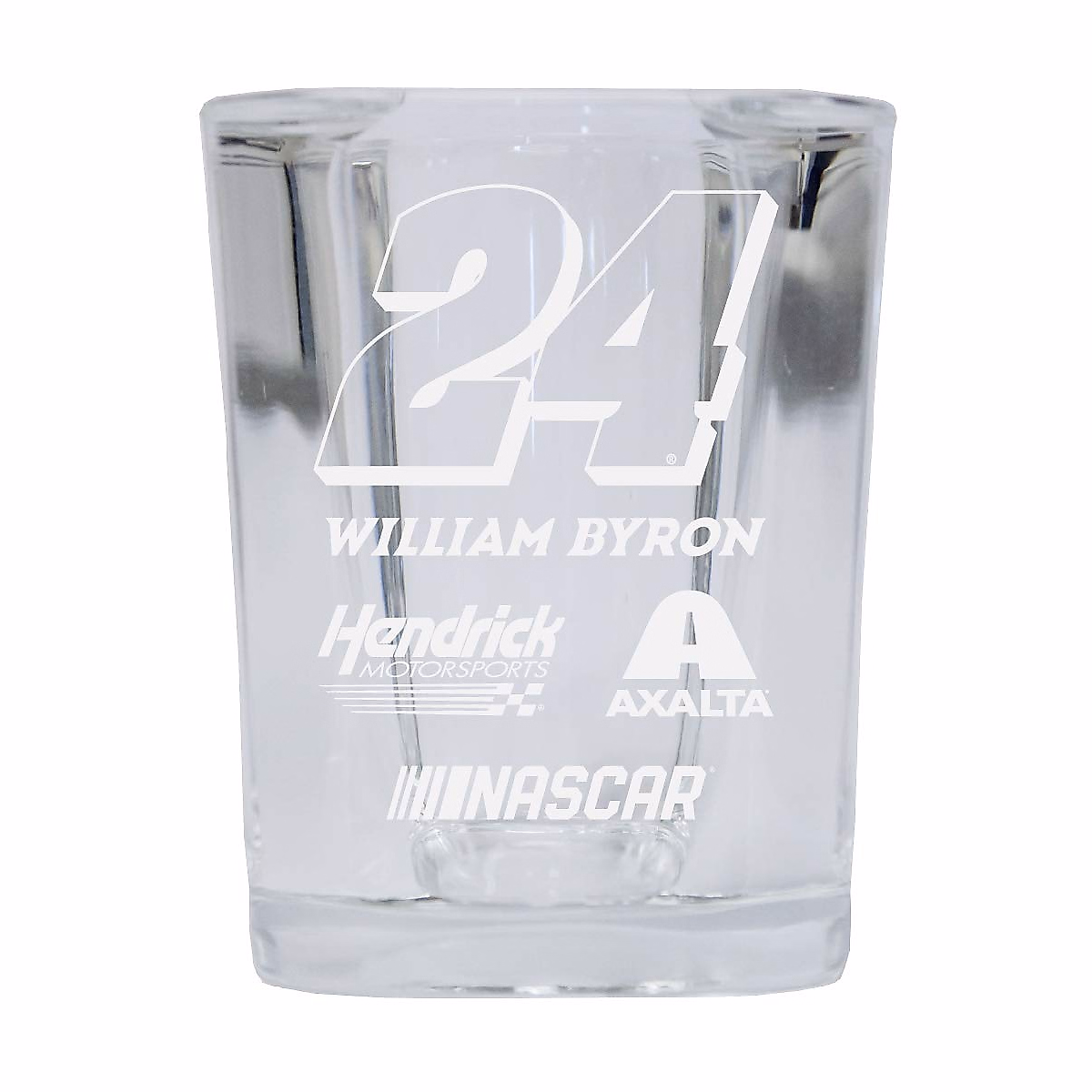 R and R Imports William Byron NASCAR #24 Etched Square Shot Glass
