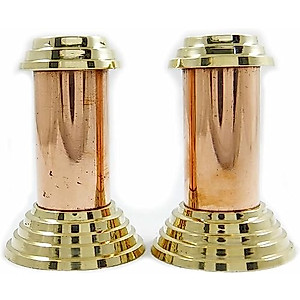 S2J Copper 2 Pieces Salt And Pepper Shaker Set Tableware Serveware with Top and Base In Brass