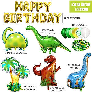 176pcs Dinosaur Birthday Party Decorations, Slmeno Dinosaur Balloon Arch Garland Kit with Dinosaur Cake Topper,HAPPY BIRTHDAY Balloons,Dinosaur Tablecloth,Curtains,Glow In The Dark Dinosaur Tattoos