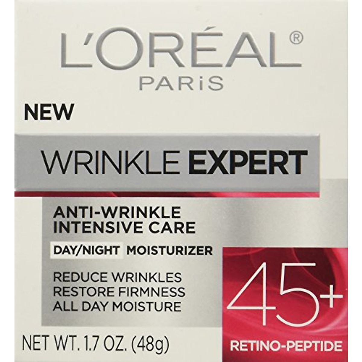 L'Oreal Paris Wrinkle Expert 45+ Anti-Aging Face Moisturizer with Retino-Peptide, Non-Greasy, Suitable for Sensitive Skin, 1.7 fl. Oz