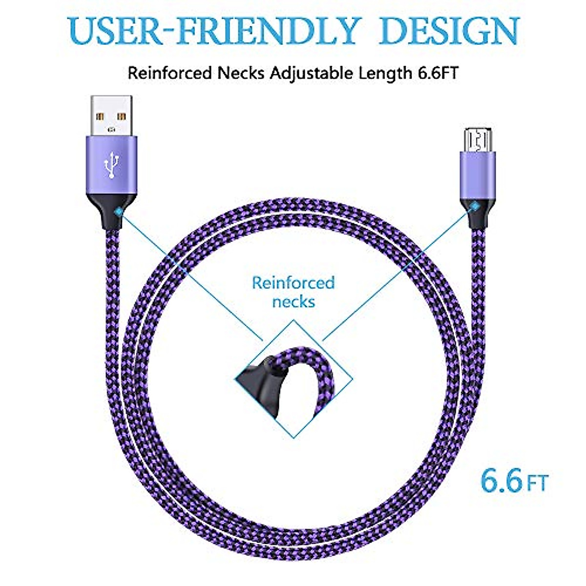 AILKIN Micro USB Cable, 5-Pack 6ft High Speed Nylon Braided Android Charging Cables for Samsung Galaxy J8/J7/S7/S6/Edge/Note5, Sony, Motorola, HTC, LG Android Tablets and More USB to Micro USB Cords