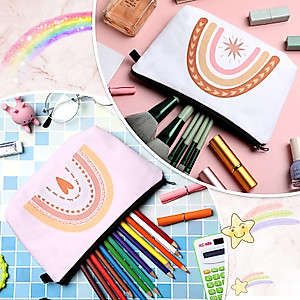 Sanwuta 12 Pieces Cosmetic Bags Makeup Bags Printed Roomy Toiletry Bag Waterproof Beauty Bag Organizer Pouches with Zipper Makeup Accessories for Women Girls (Rainbow Style)