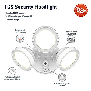 HALO TGS Outdoor Integrated LED Flood & Security Light Triple Round Head White